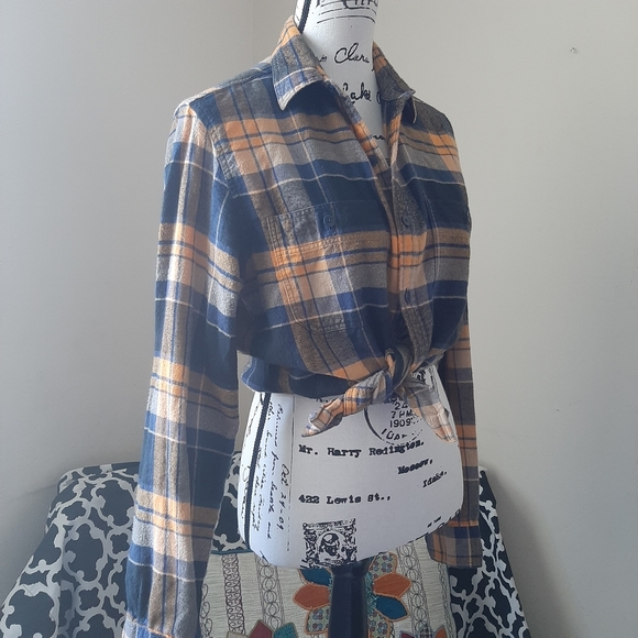 J. Crew | Tops | J Crew Uk Plaid Flannel Blue Yellow Style 28892 | Poshmark